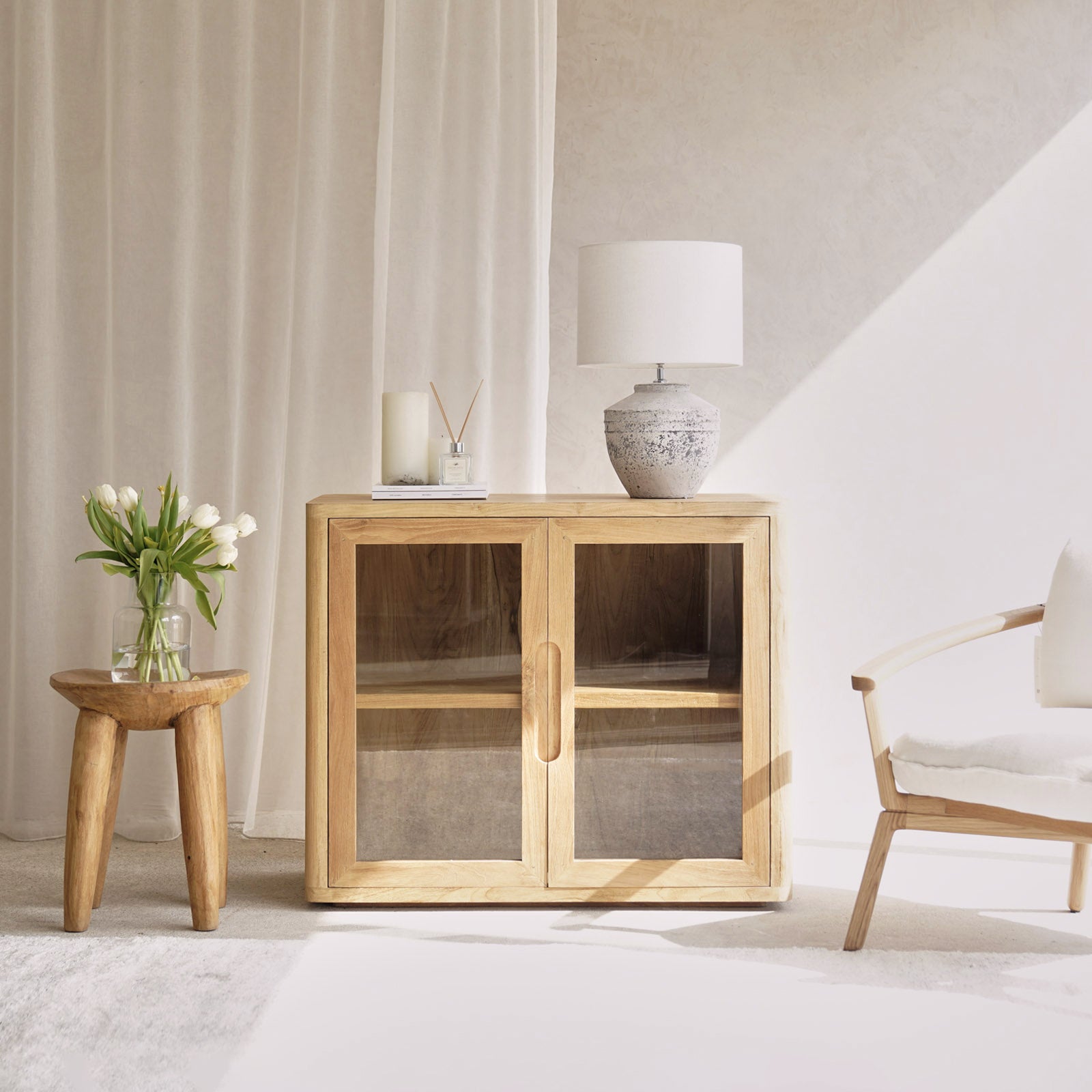 Java Sideboard | 2 Glass Doors - Old Teak Natural (100cm) – Originals Furniture