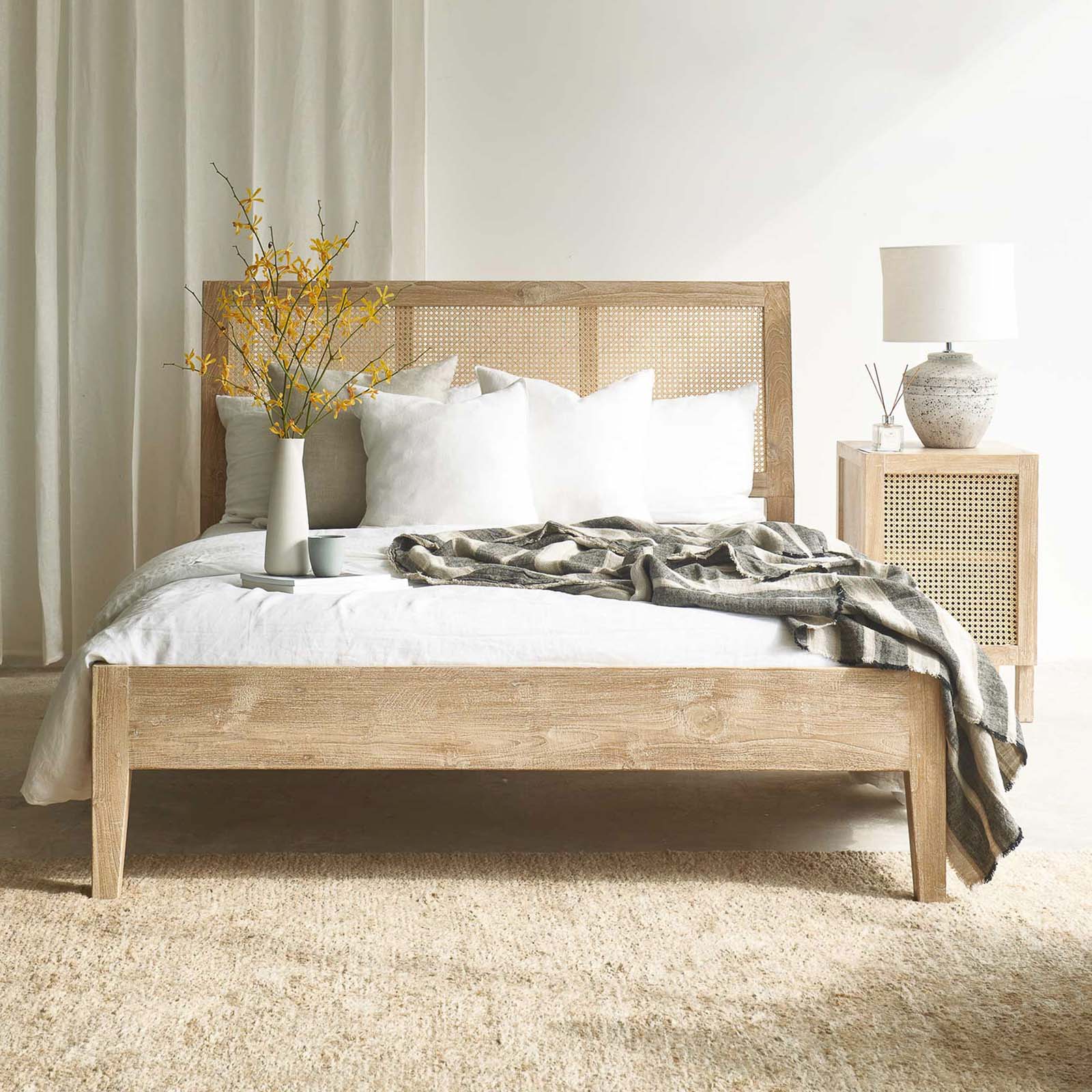 Rattan Bedside Table | Teak - Whitewash – Originals Furniture