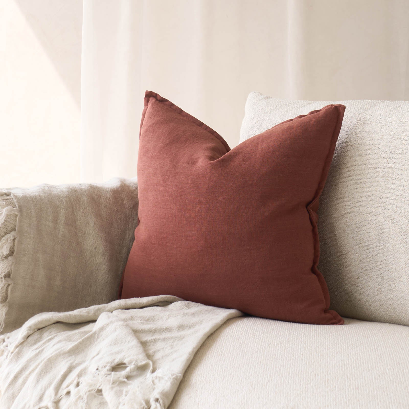 Linen Fabric Cushion | Rust – Originals Furniture