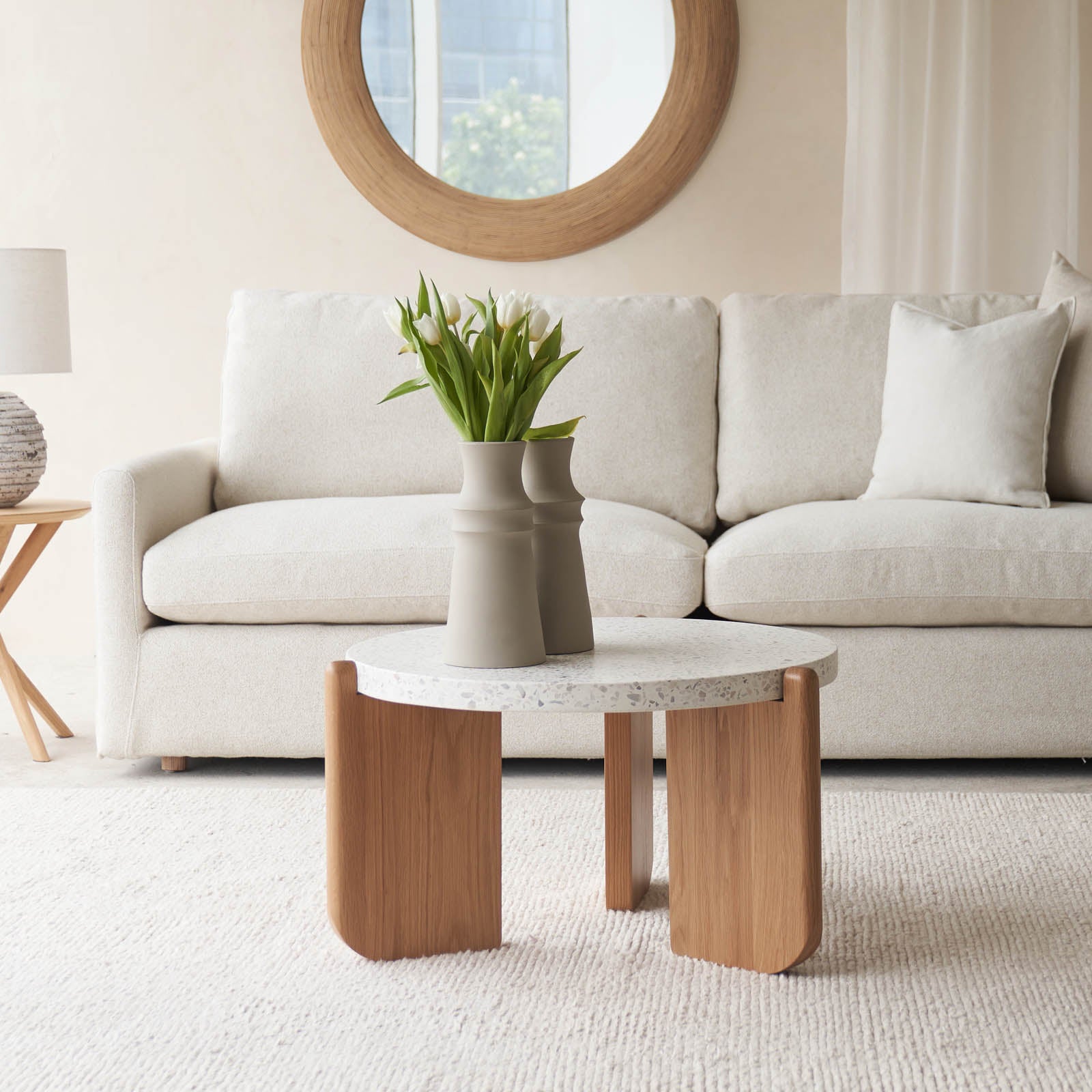 Native Coffee Table | White Terrazzo with Oak Base – Originals Furniture
