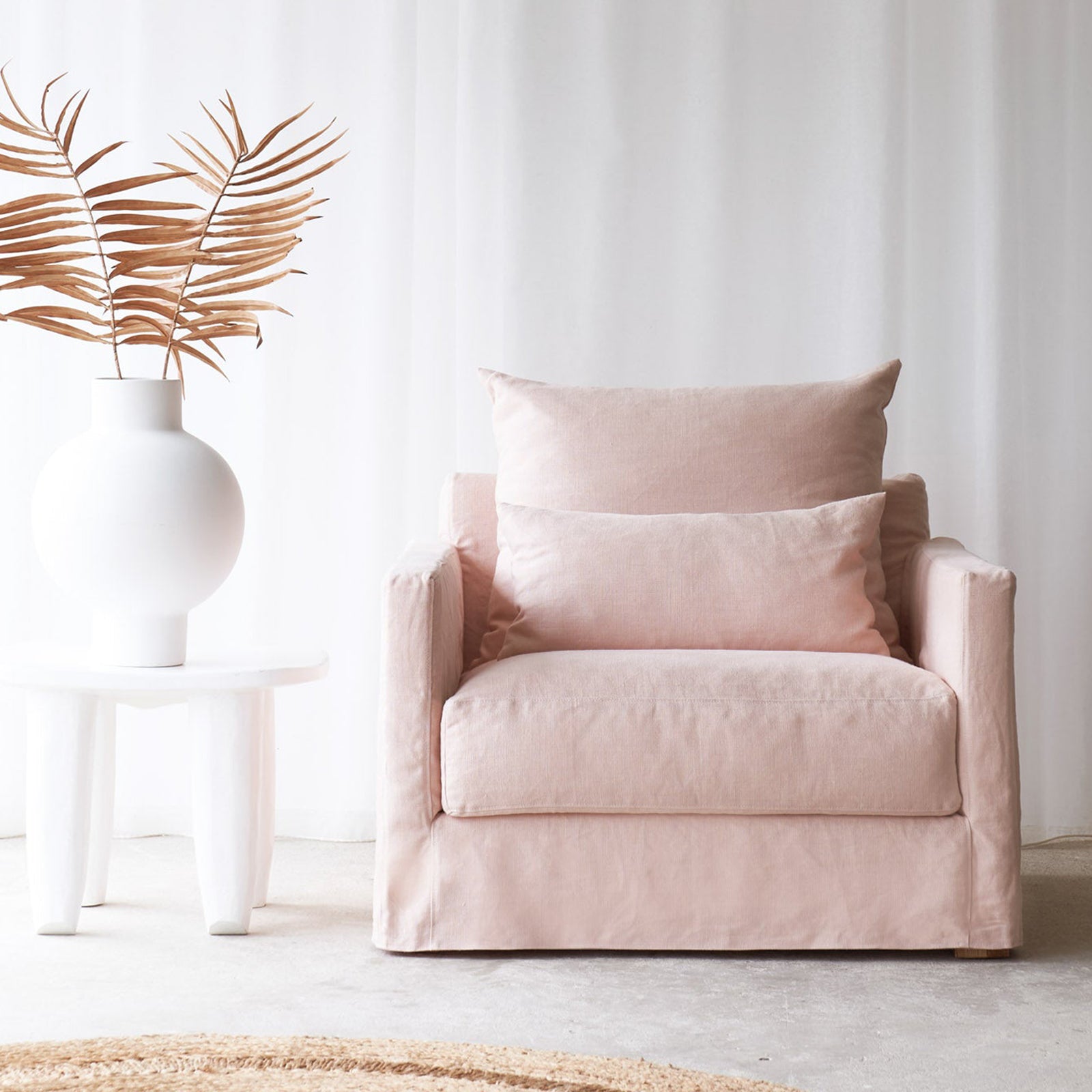 Sloopy Fabric Armchair | Shell Pink – Originals Furniture