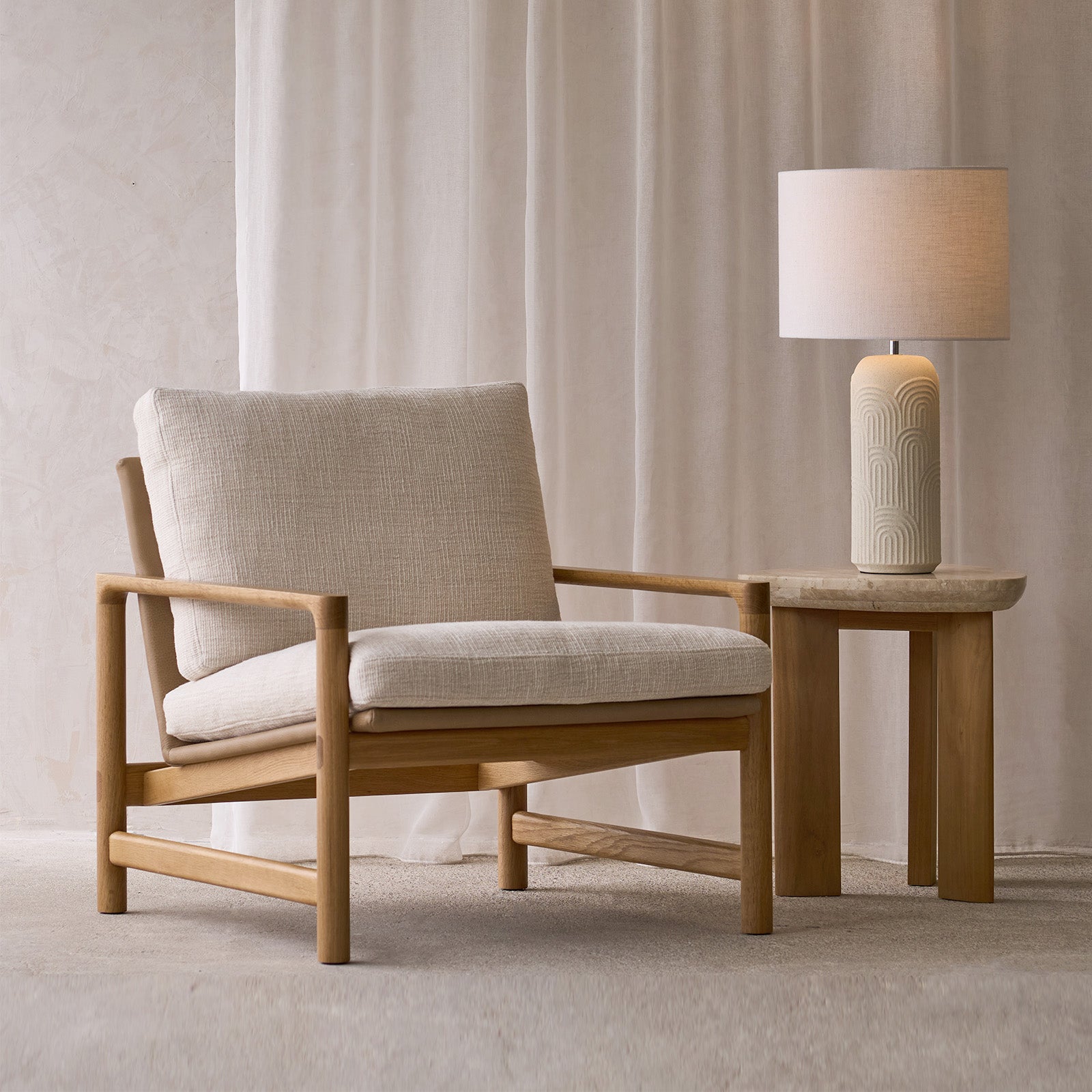 Troubadour Fabric Armchair | Oak Frame - Sherpa Yeti – Originals Furniture