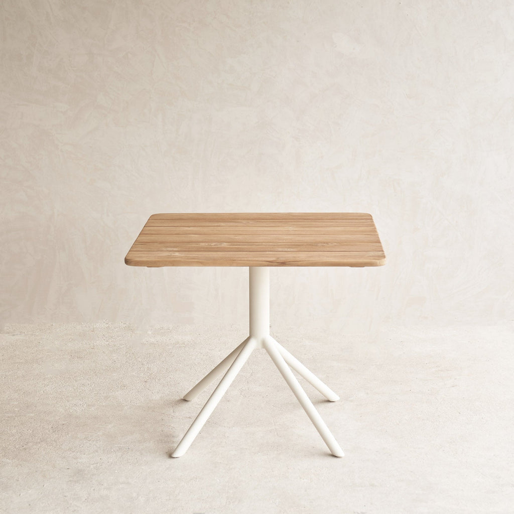 Arioso Teak Outdoor Bistro Table | White Base – Originals Furniture