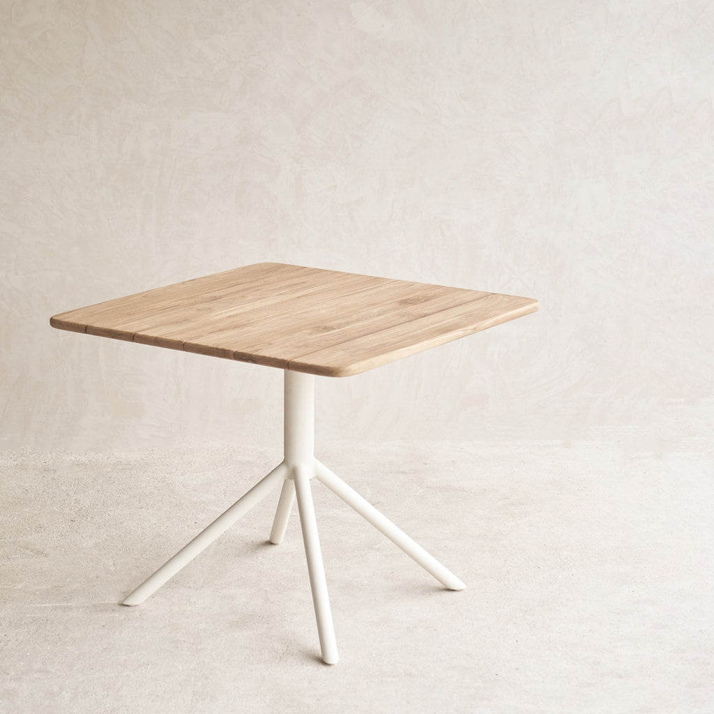 Arioso Teak Outdoor Bistro Table | White Base – Originals Furniture