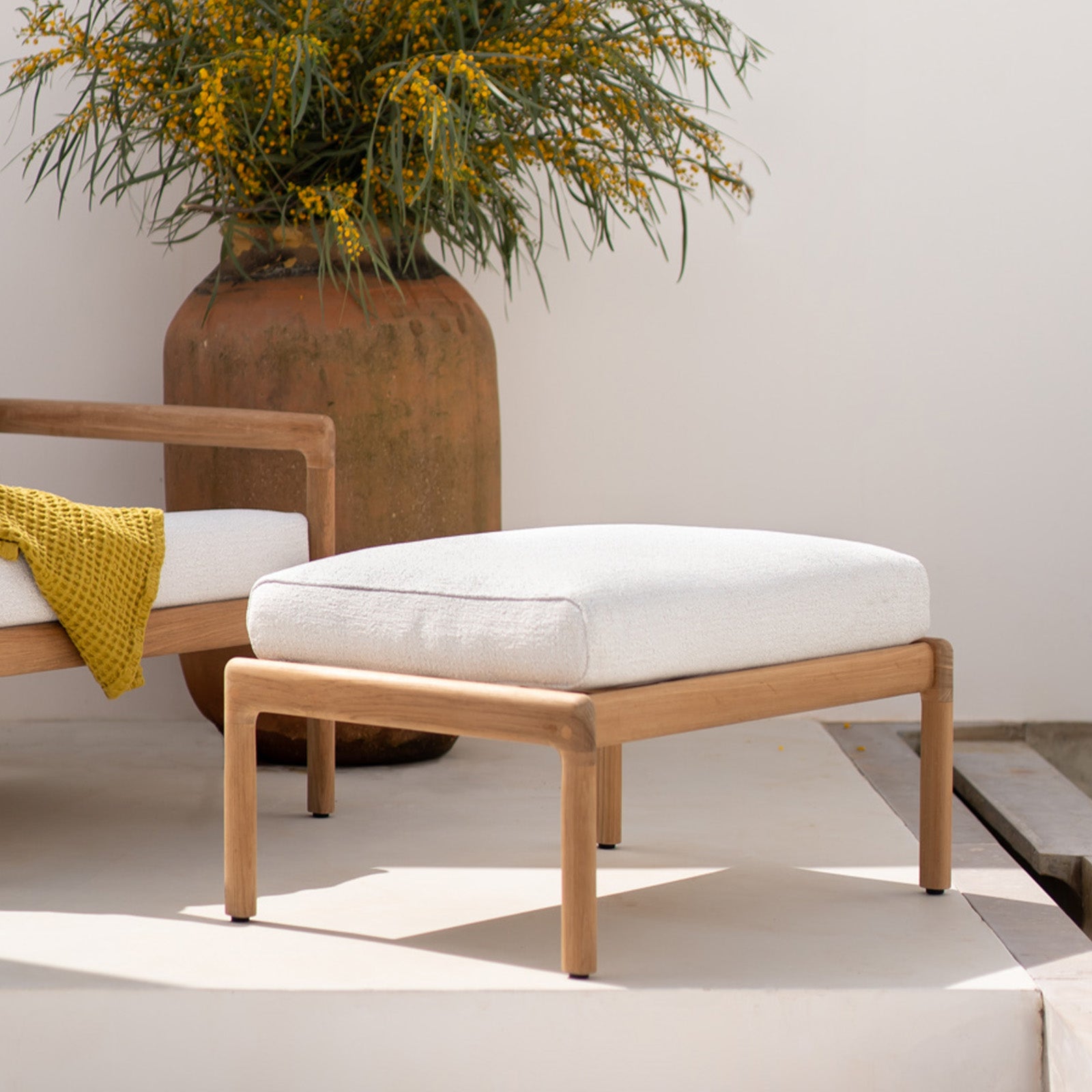 Jack Outdoor Foot Stool | Teak - Off White (71cm) – Originals Furniture