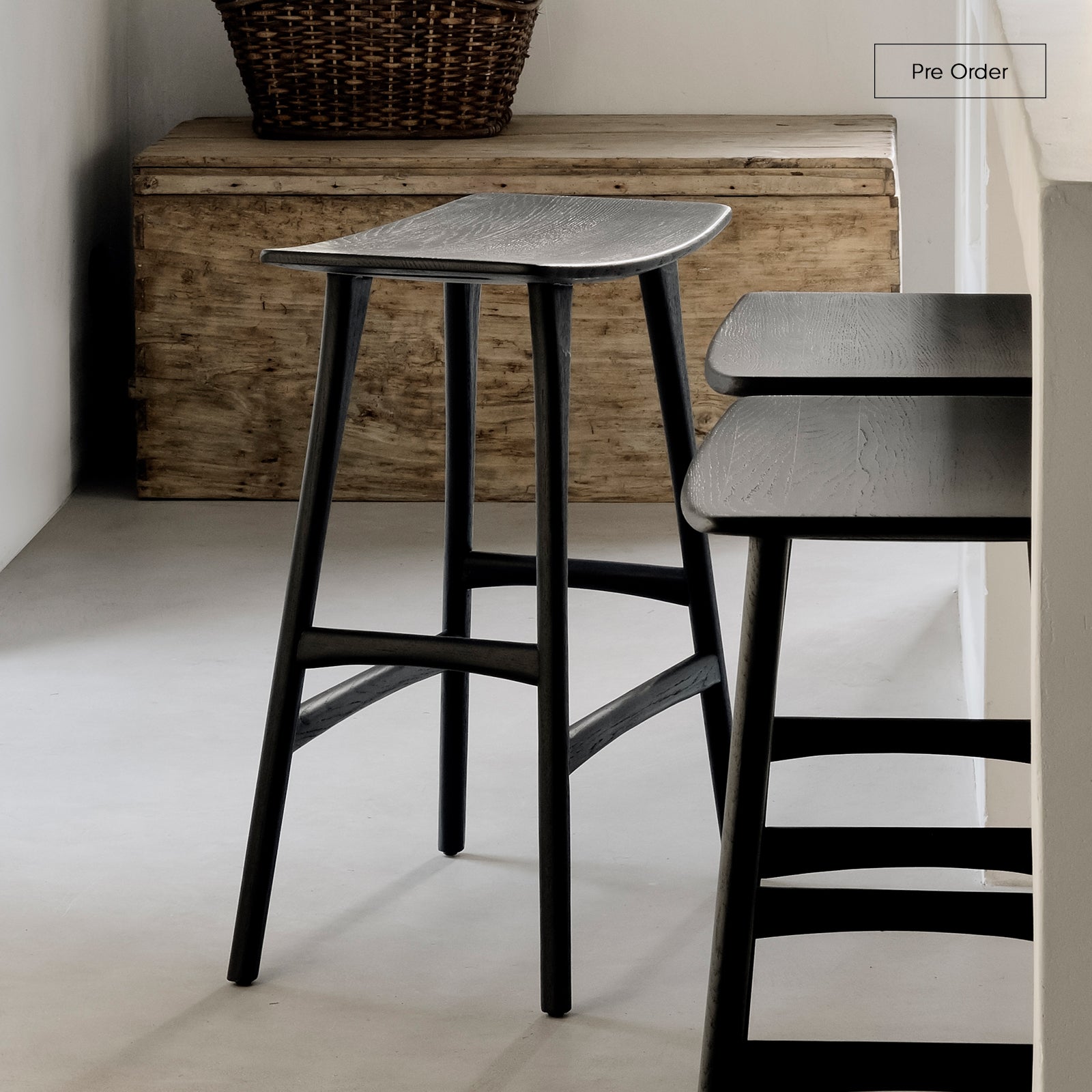 Ethnicraft Oak Black Bar Stool - Osso – Originals Furniture