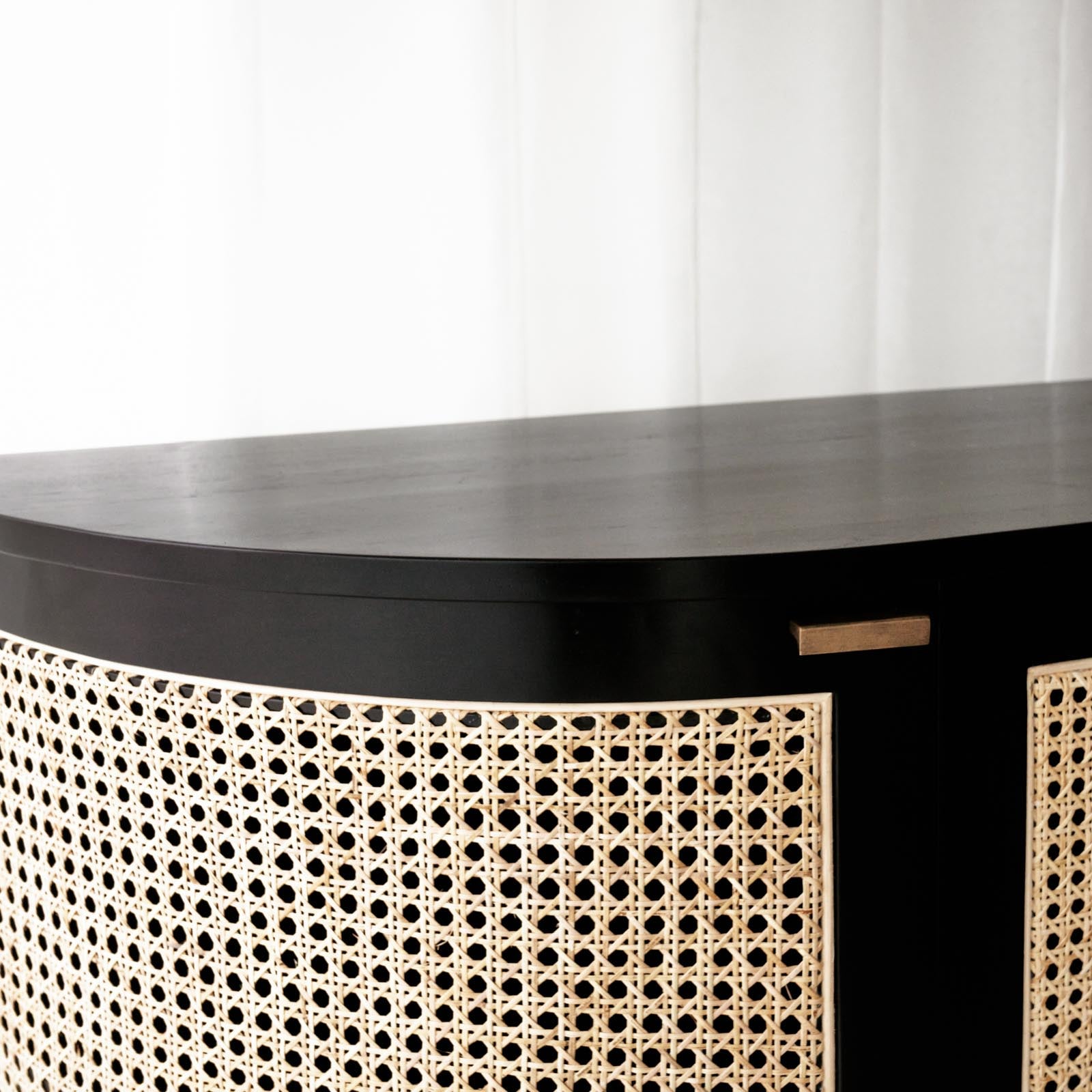 Luna Rattan Sideboard | Teak - Black (200cm) – Originals Furniture