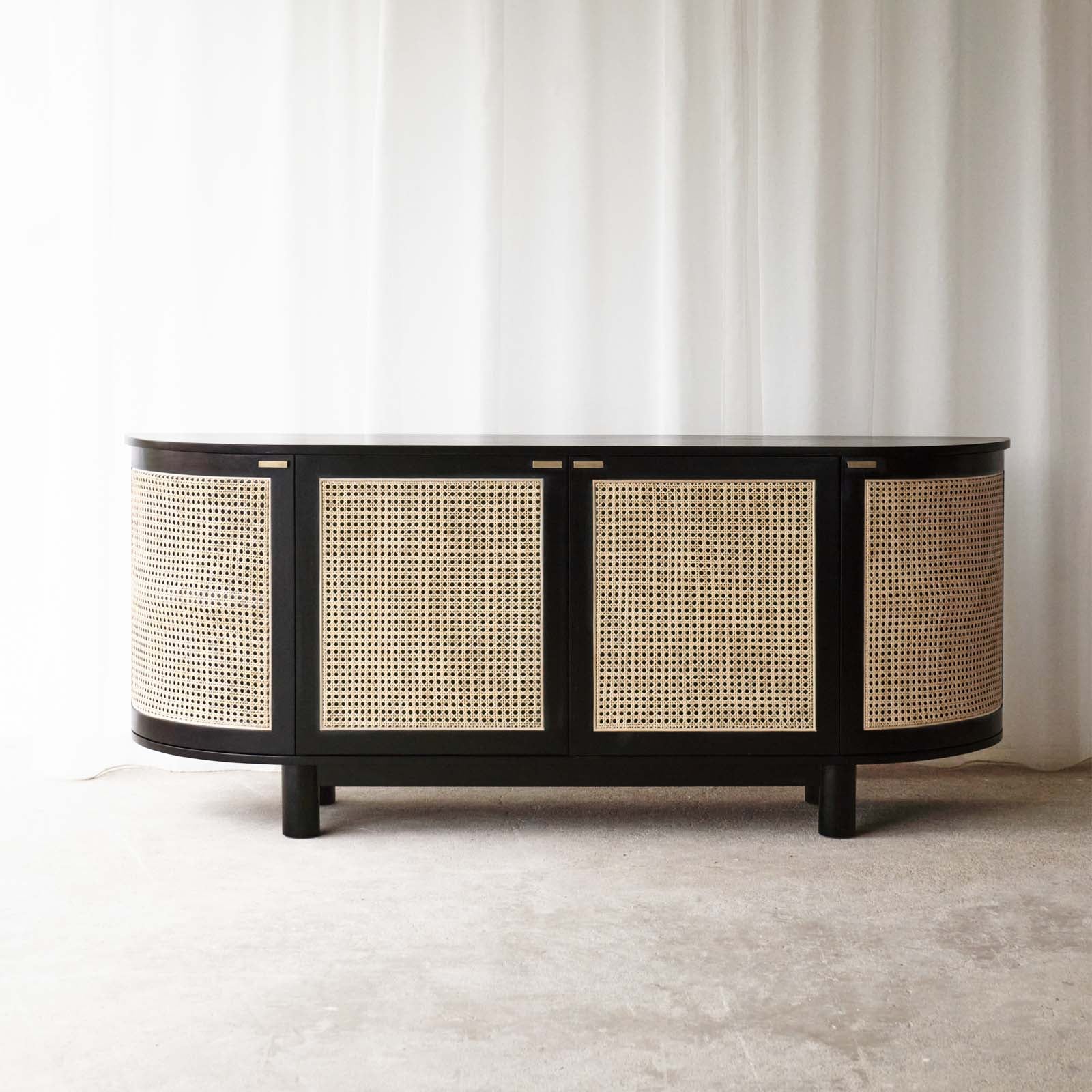 Luna Rattan Sideboard | Teak - Black (200cm) – Originals Furniture