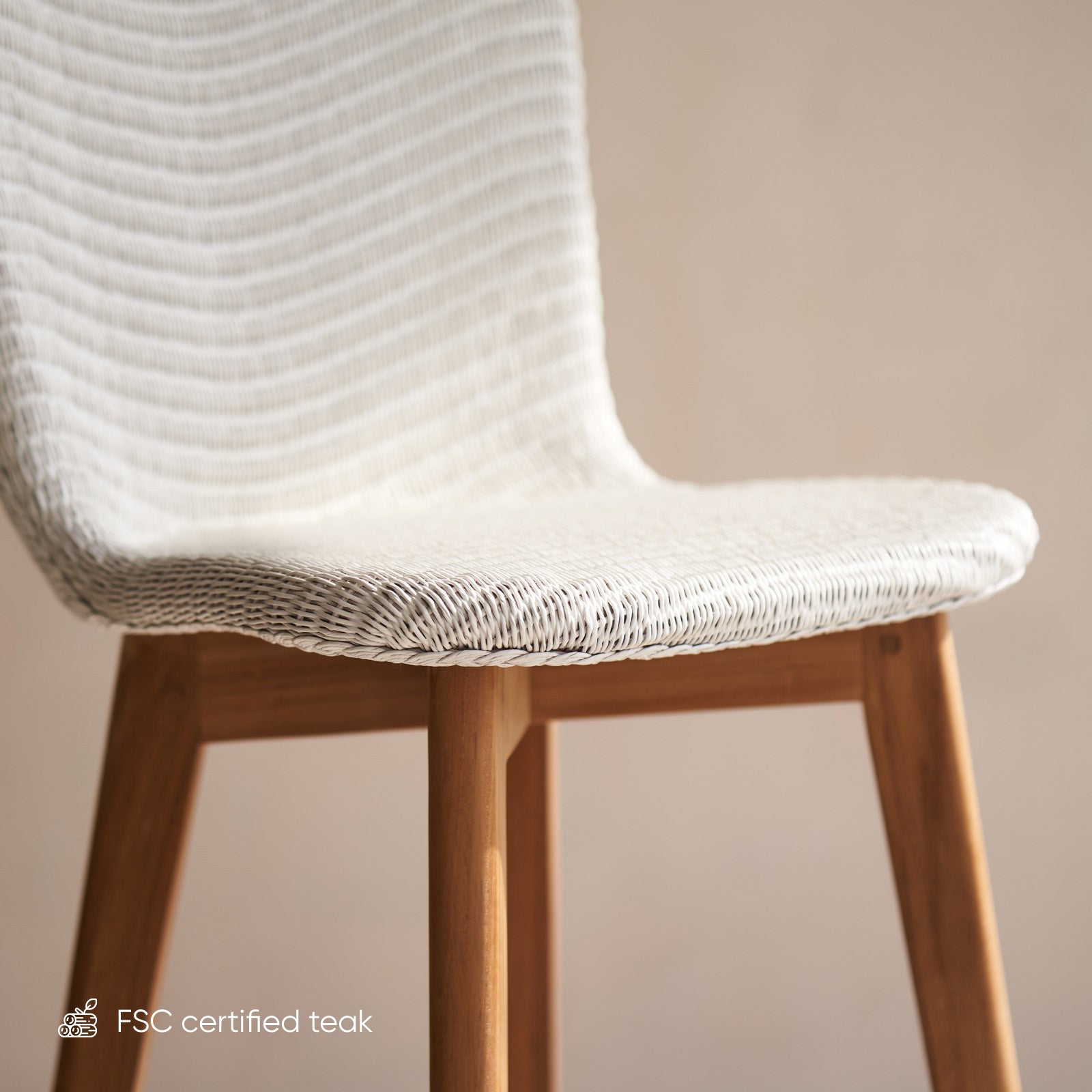 Lily Counter Stool | Teak Frame - Pure White – Originals Furniture